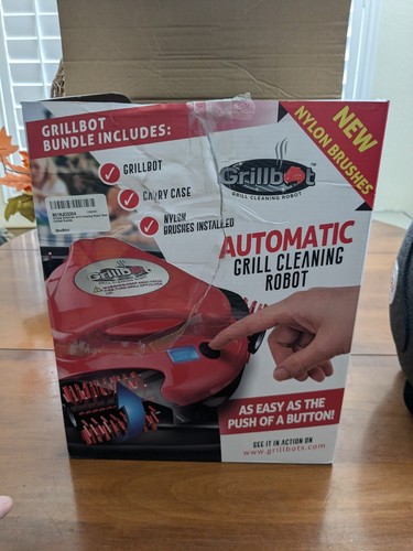 Grillbot Automatic Grill Cleaning Robot Red in Box with Case Nylon ...