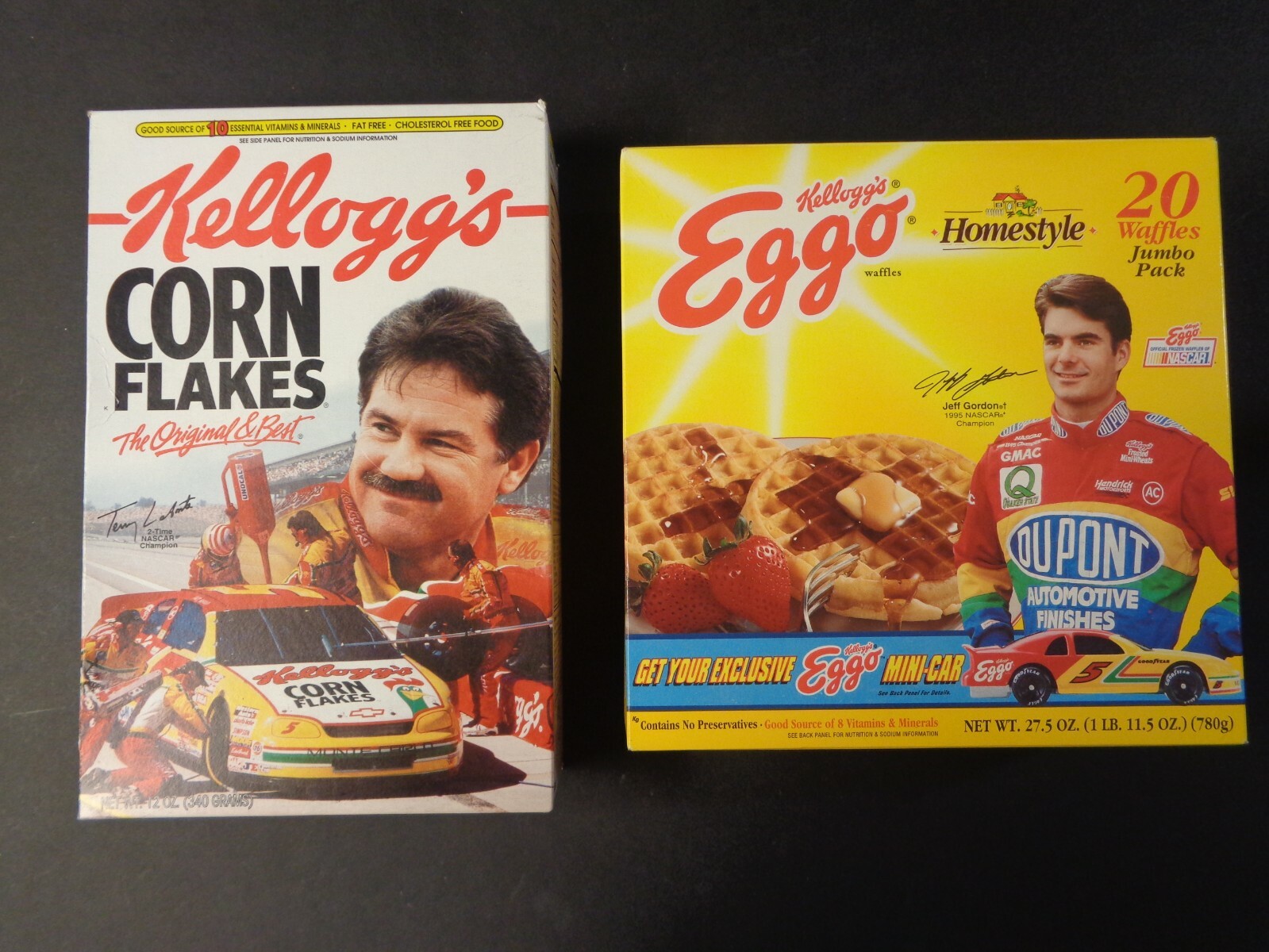 Jeff Gordon Eggo Waffles box and Terry Labonte Kellogg's Corn Flakes ...