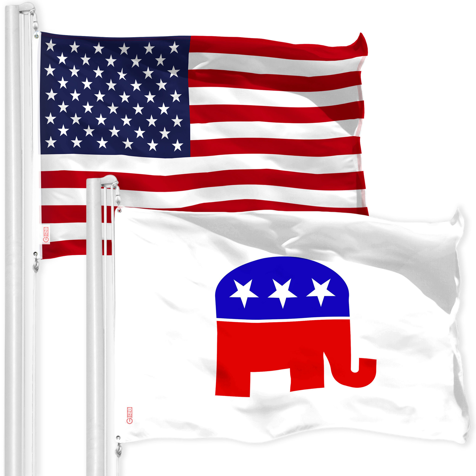 G128 Combo USA Flag and Republican Party Flag 3x5 Ft Printed 150D ...
