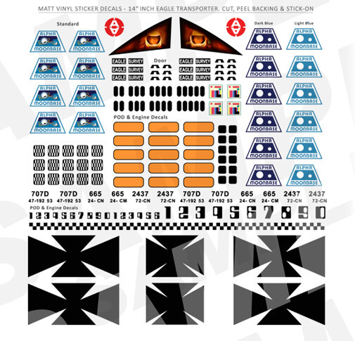 SPACE 1999 EAGLE TRANSPORTER - MPC 14" LAB EAGLE - STICKER DECAL ...