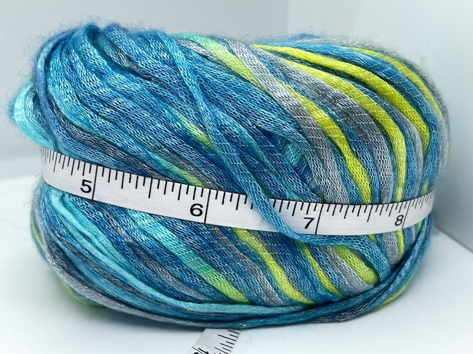 Rockabilly Color #66220 Ice Yarns Turquoise Silver Green Fuzzy Soft ...