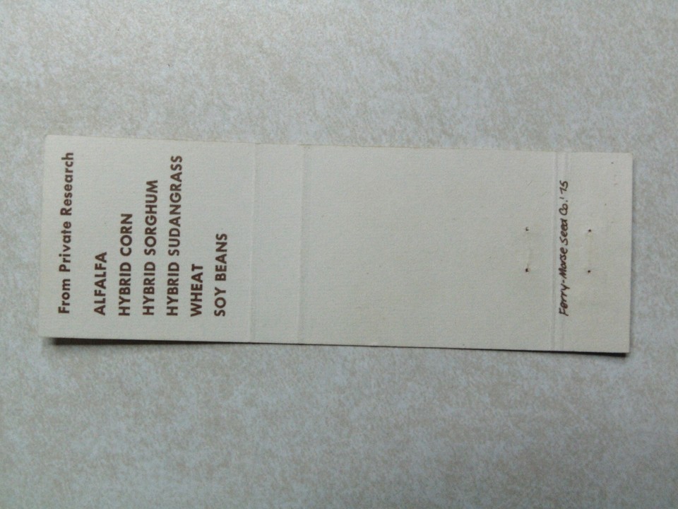 AQ596 Matchbook Cover Hulting Hybrids Gold Tag Company Farming Store | eBay