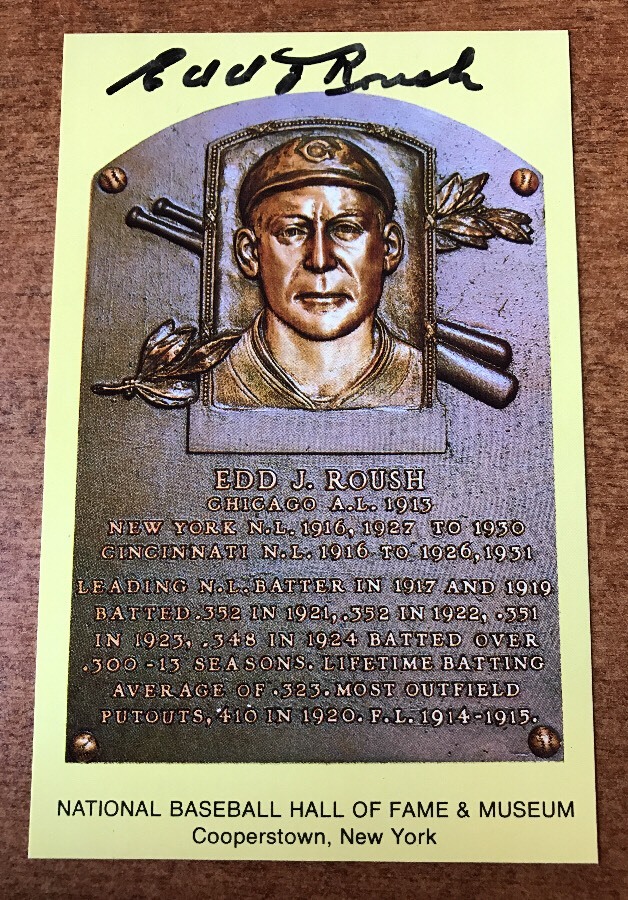 National Baseball Hall Of Fame Museum Autographed Post Card Edd Roush ...