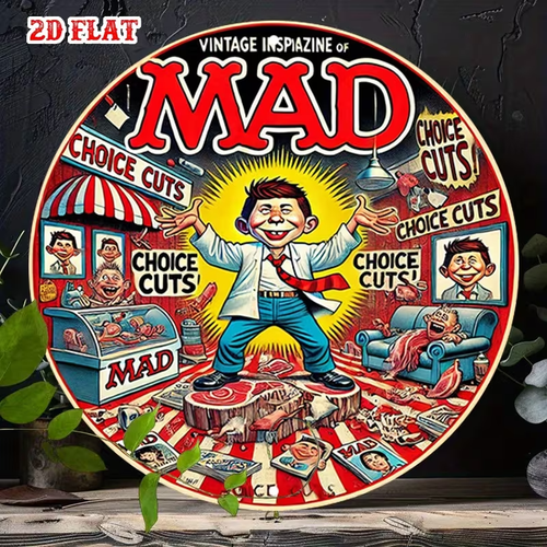 Magazine Aluminum Metal Tin Sign, Cuts Round Aluminum Sign, MAD ...