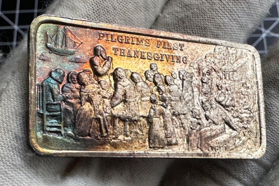 VINTAGE HARTFORD MINT RAINBOW TONE “PILGRIMS 1ST THANKSGIVING 1 OZ ...
