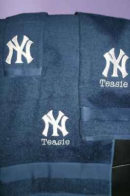 Yankees Personalized 3 Piece Bath Towel Set Baseball Yankees ANY TEAM ...
