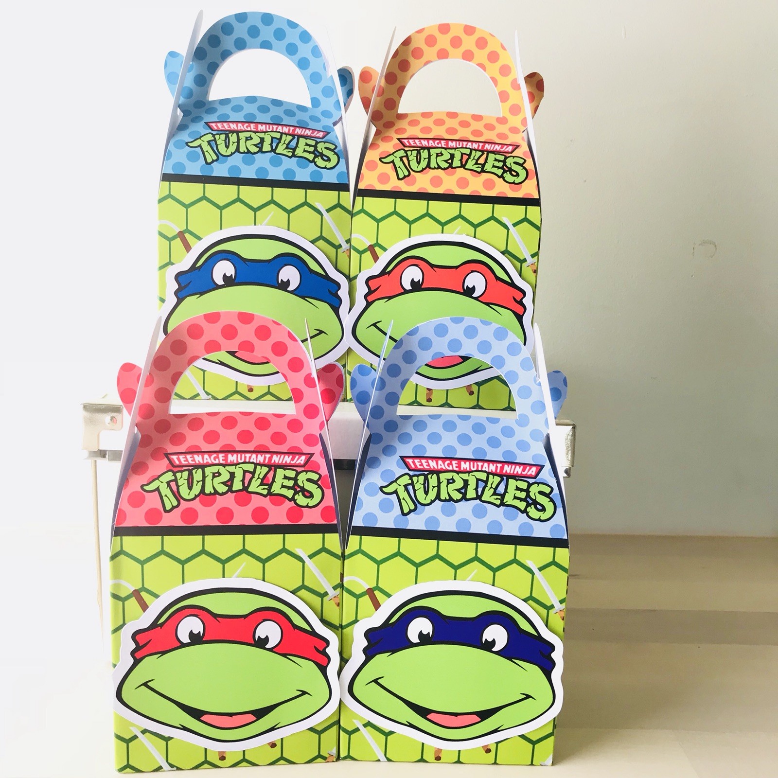 4x TMNT Ninja Turtles Lolly Loot Bag Box Party Supplies Cake Bunting ...