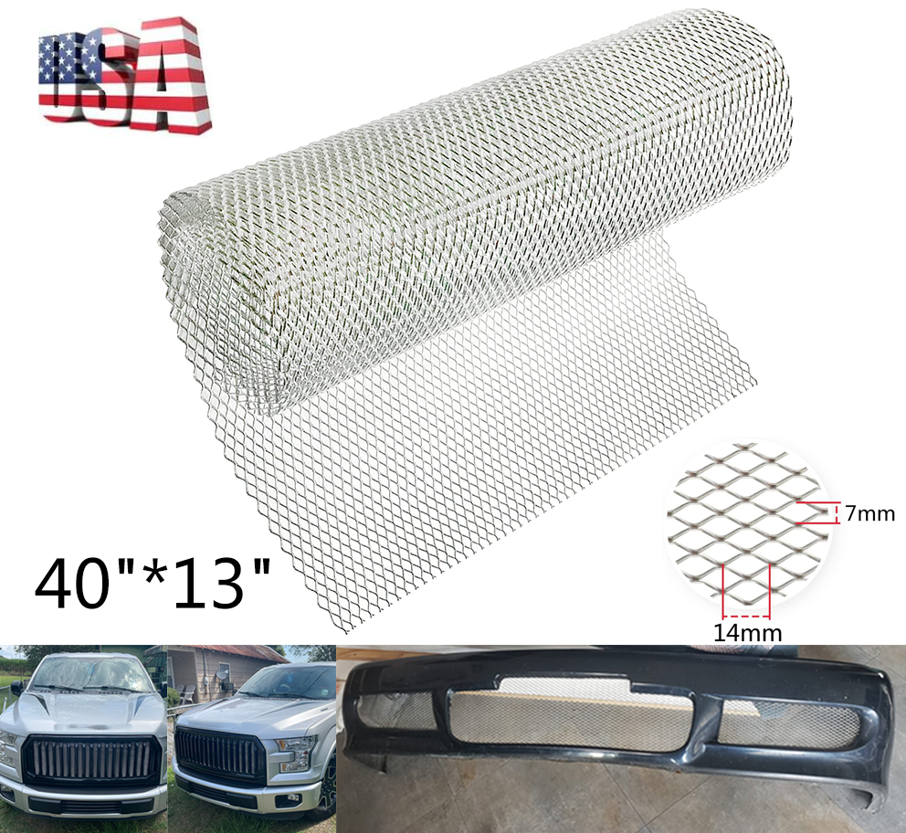 40"x13'' Mesh Grill Cover Car Front Bumper Fender Hood Vent Grille Net ...