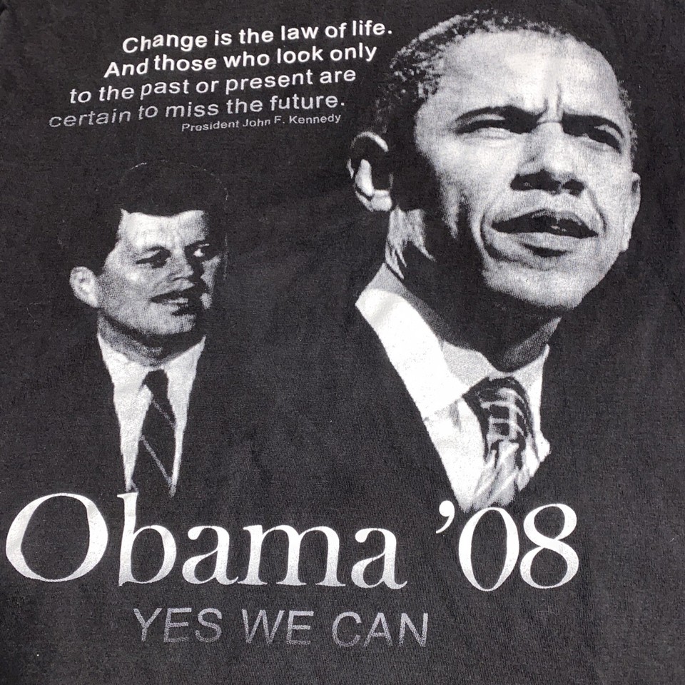 Obama 08 Yes We Can T-Shirt M Kennedy JFK Change Presidential Election ...