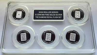 5 COIN 999 FINE SOLID SILVER SET,CASE,COA,PROOF LIMITED EDITION SILVER ...