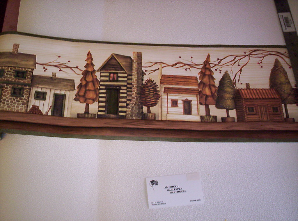 MODEL RUSTIC LOG HOUSES & CABINS PREPASTED VINYL WALLPAPER BORDER ...