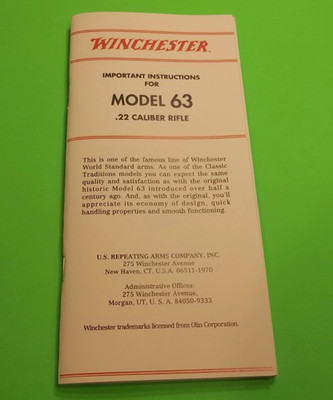 Winchester Owners Instructions for Model 63 semi auto .22 Caliber Rifle ...