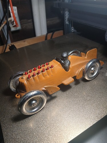 Hubley Cast Iron Toy Race Car Fin Steel Wheels Moving Pistons Original ...
