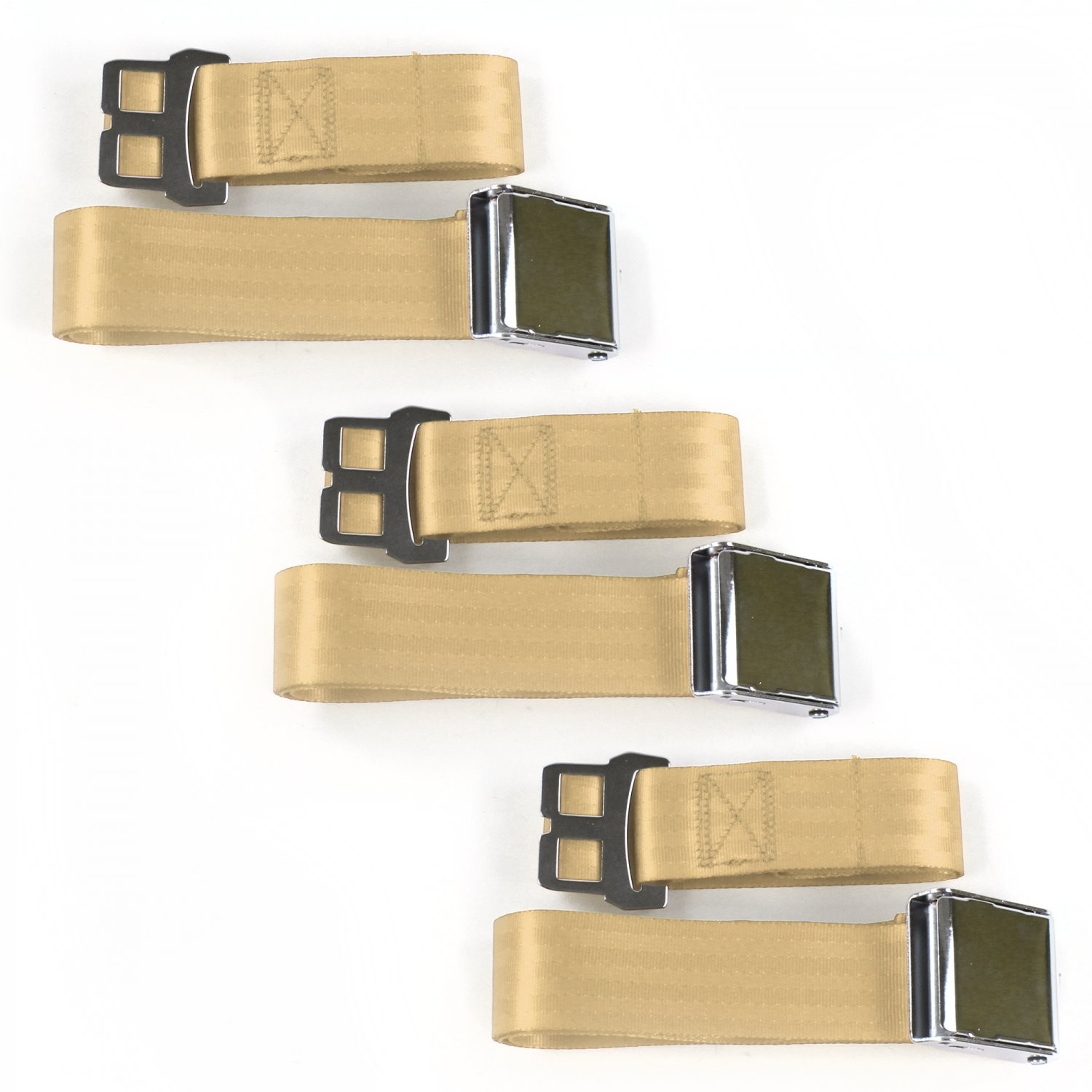 Camaro 1982 - 1992 Airplane 2pt Tan Lap Bench Seat Belt Kit - 3 Belts ...