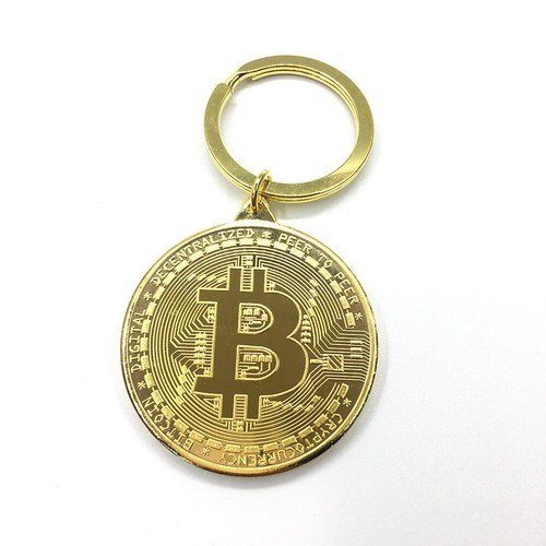 24k Gold Plated Bitcoin BTC Keychain, Bitcoin Keyring Novelty Coin - UK ...