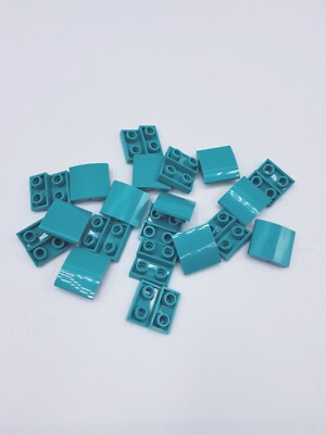 LEGO LOT 20 X BRICK 2X2X2/3 INVERTED BOW BR.BLUEGREEN REF 32803 / ...