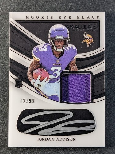 2023 Panini Immaculate JORDAN ADDISON /99 Rookie Patch Auto Eye Black ...