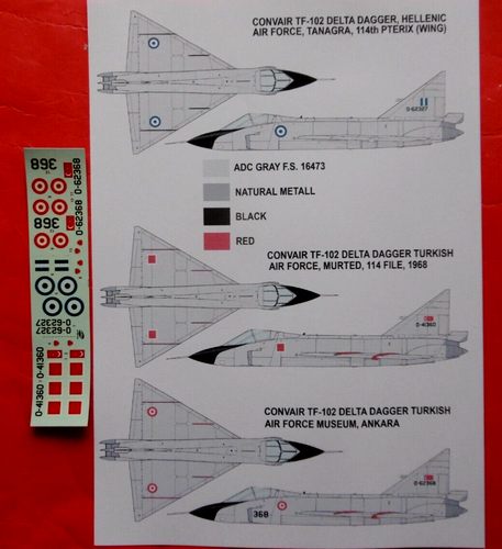 Decals - 1/72: Convair TF-102 Delta Dagger /Hellenic, Turkish AF/ | eBay