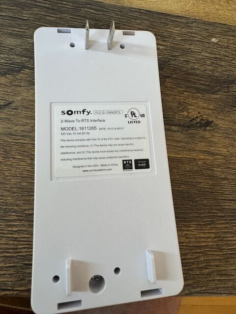 Somfy Z-Wave to RTS Interface - Preowned | eBay
