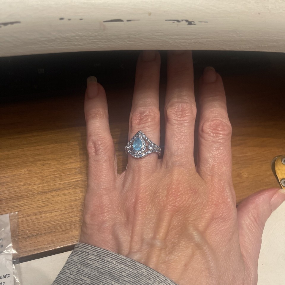 BP Bomb Party RBP 7590 The Wow Factor LC Aqua Blue Quartz Rhodium Size ...