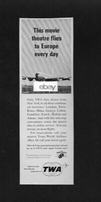 TWA TRANS WORLD AIRLINES BOEING 707 STARSTREAM MOVIE THEATRE TO EUROPE ...