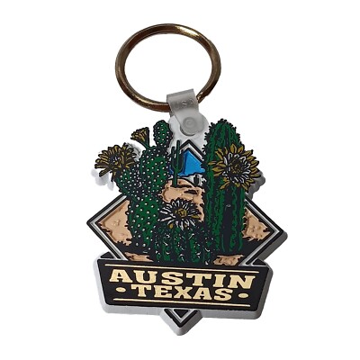 Austin Texas Keychain Cactus Desert Tourist Southwest Vintage USA ...