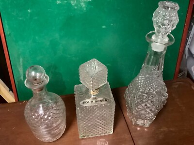 LOT OF 3 Antique Decanters Beautiful Condition FOUR ROSES WHISKEY | eBay