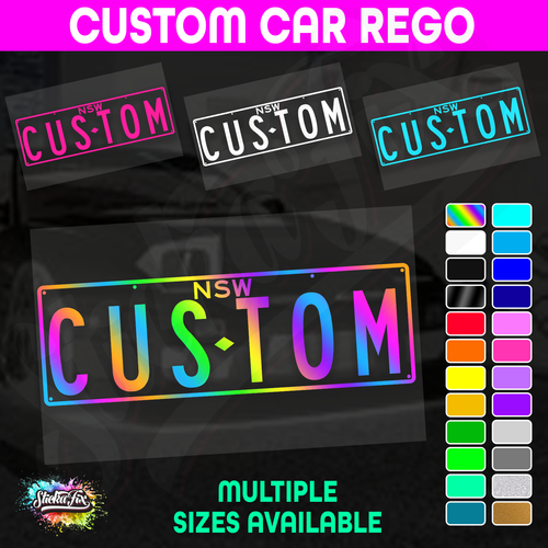 Custom Rego Number Plate Car Bike Ute Van Vinyl Decal Sticker Novelty ...