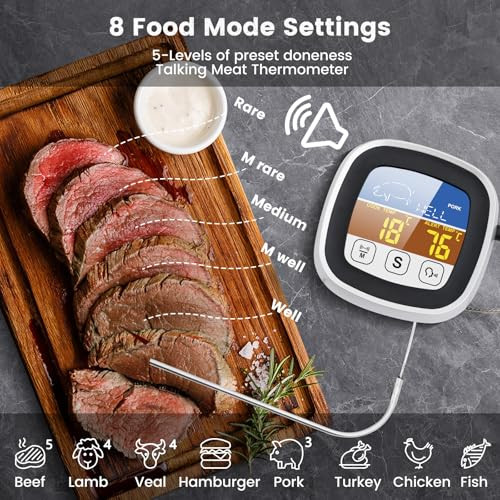 2025 New Upgrade Digital Talking Meat Thermometer with Clear Voice ...