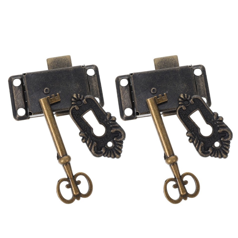 2 Pcs Anti-anti-drawer Lock Jewelry Box Latch Small Decorative Antique ...