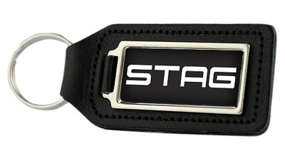 Triumph Stag Text Rectangle Black Leather Keyring | eBay