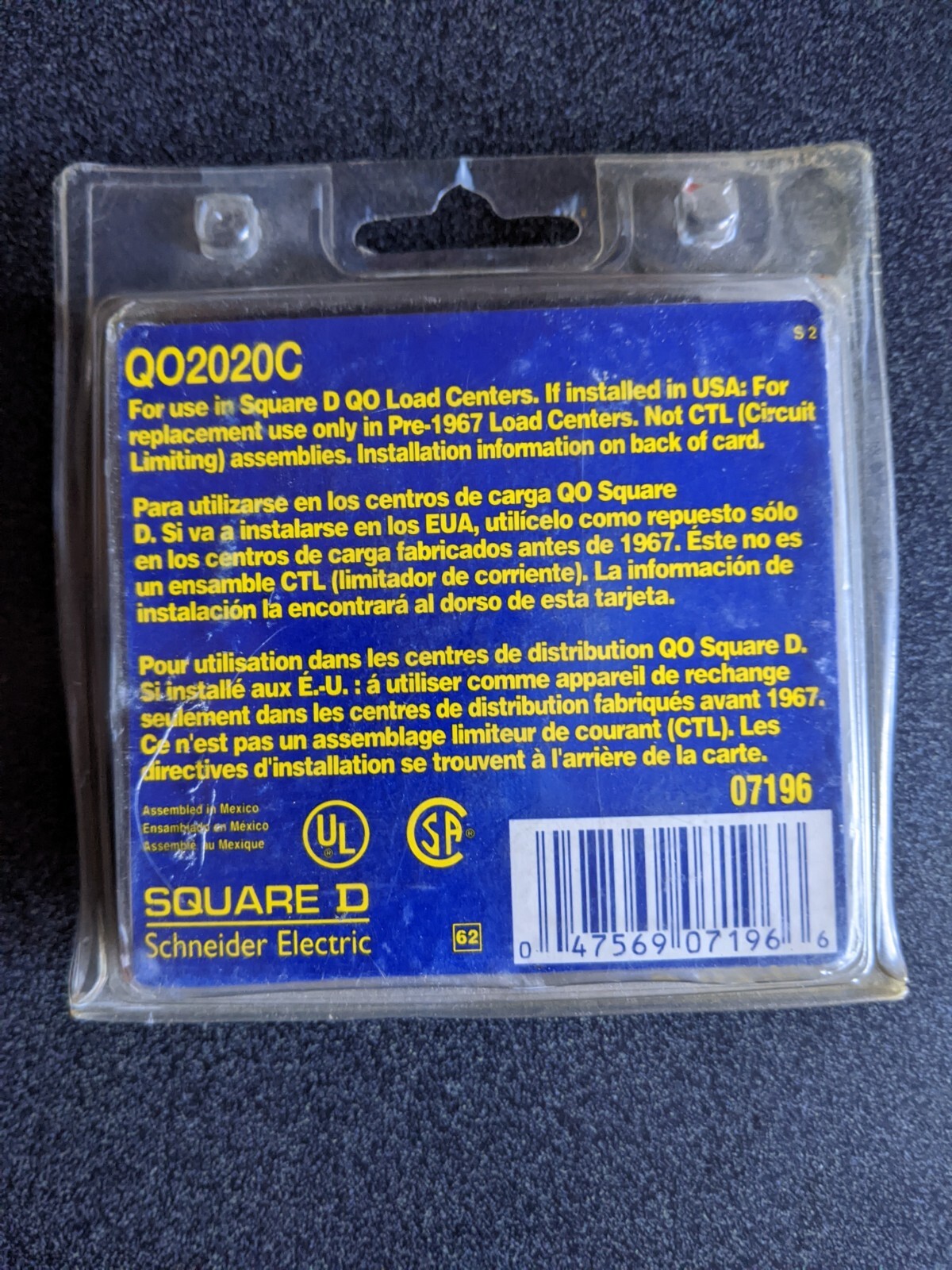 Square D QO2020C 20Amp Tandem Single Pole Circuit Breaker for sale ...