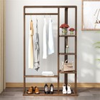 Rustic Solid Bamboo Wood Garment Rack Zen Clothes Rail Stand Bottom ...