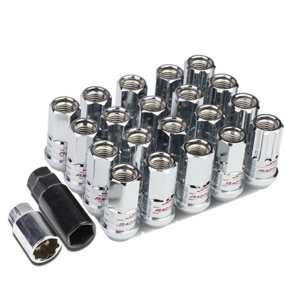 STEEL CHROME 16 LUG+4 RIM LOCK NUTS+KEY M12X1.25 25MM OD/45MM TALL OPEN ...
