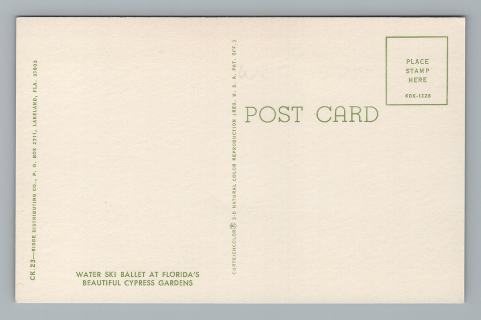 Postcard Water Ski Ballet Winter Haven Florida's Cypress Gardens *A4388 ...