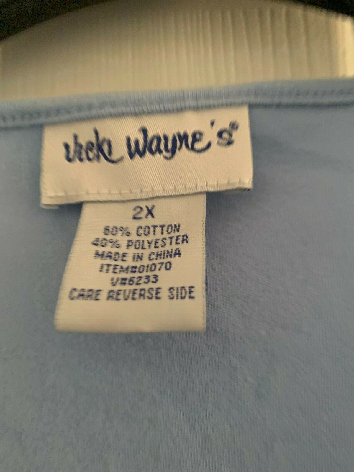 Vicki Wayne Blue Scoop Neck Embellished Top 2X | eBay