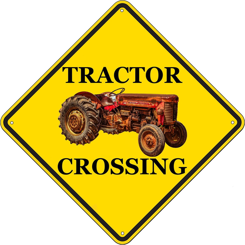 Funny Metal Warning Farmer Tractor Crossing XING Tin Sign Wall Décor ...