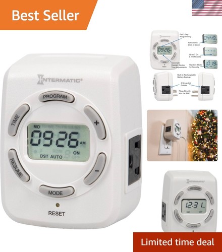Versatile 7-Day Digital Timer - Dual Grounded Outlets with Random ...
