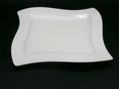 Beautiful Villeroy & Boch "WAVE" Glossy White Square 10" Dinner Plate ...