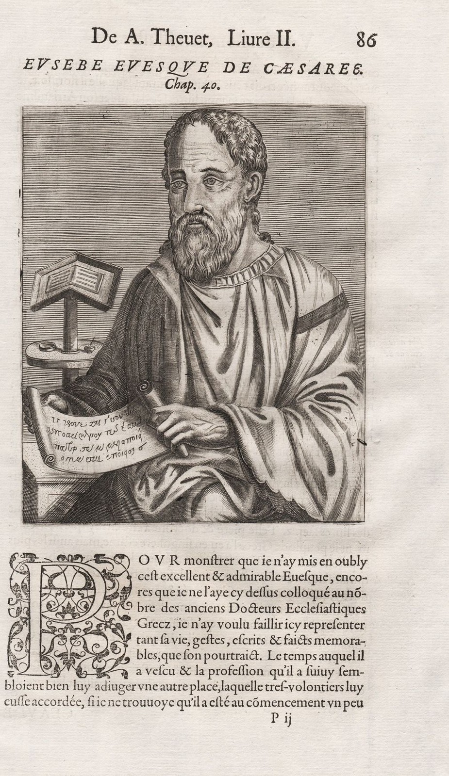 Eusebius Von Cesarea Historian Theologian Obispo Retrato Thevet ...