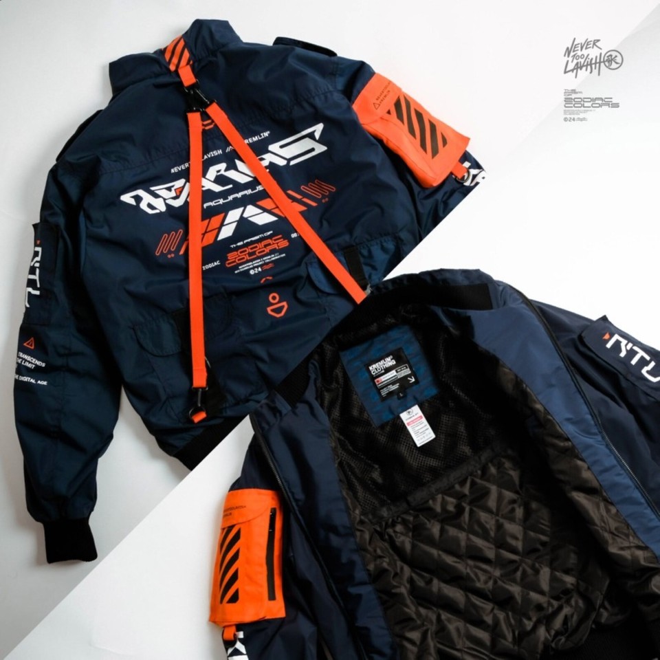 Men's Blue Navy Jacket Hoodie Bomber School Full Zip KREMLIN x ...