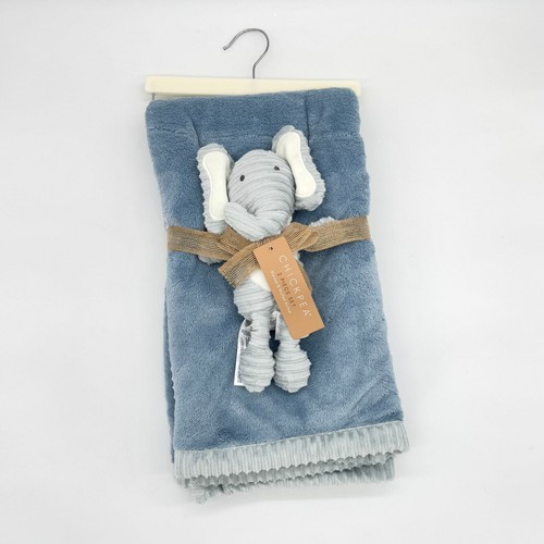 Chick Pea 2 Pc Elephant Baby Blanket & Plush Toy Blue Gray Sherpa ...