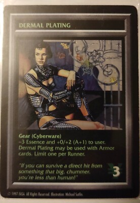DERMAL PLATING Gear Cyberware SHADOWRUN Uncommun Card ccg Tcg Oop | eBay