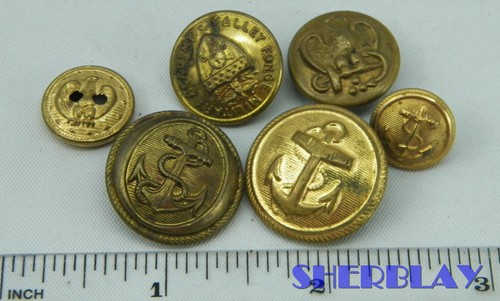 SWEET VINTAGE LOT OF 6 NAVY MILITARY UNIFORM METAL BUTTONS | eBay