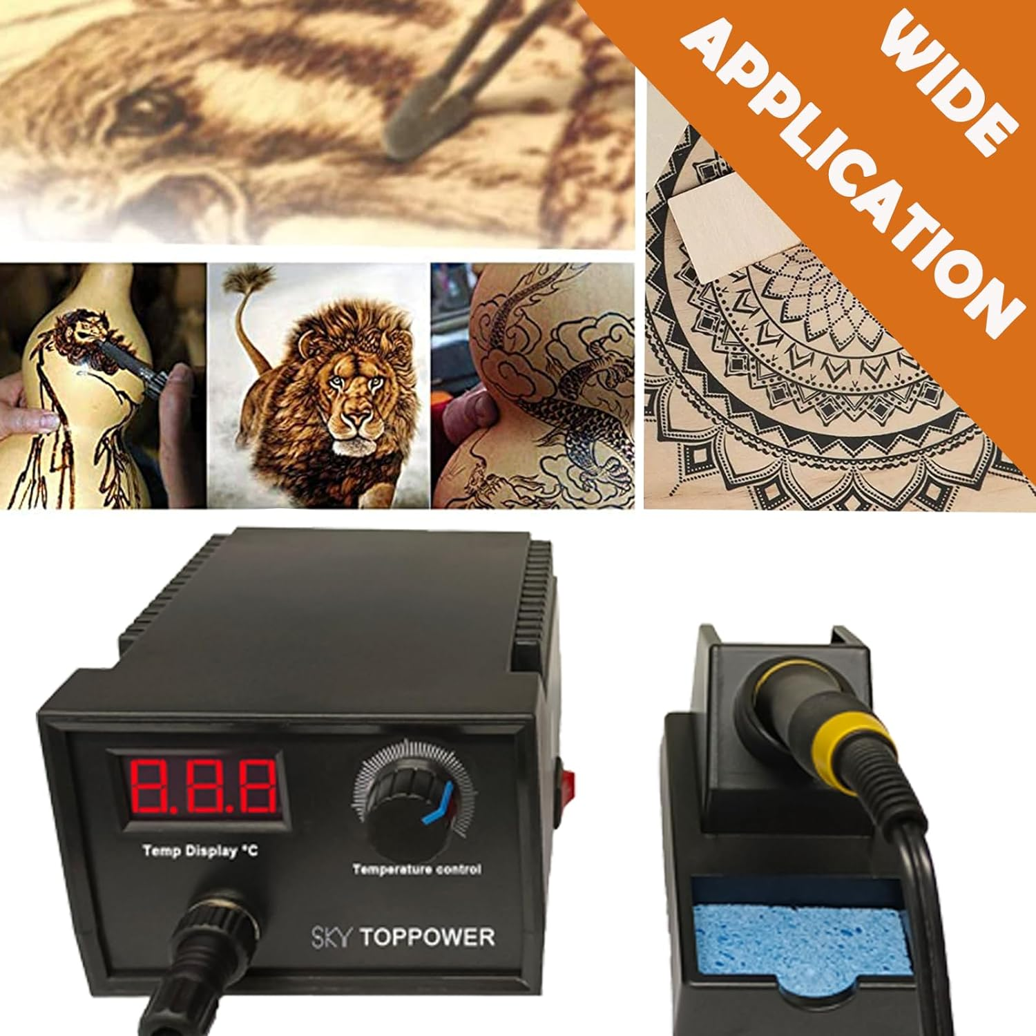 Pyrography Kit Wood Burning Kit 60W Digital Display Adjustable ...