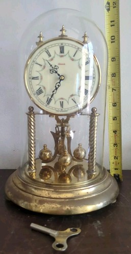 Vintage WORKING HECO Germany Glass Dome Clock Henry Coehler Movement ...