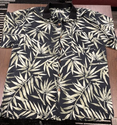 Tommy Bahama Hawaiian Shirt Palm Frond Button Up 100% Silk Mens Size L ...
