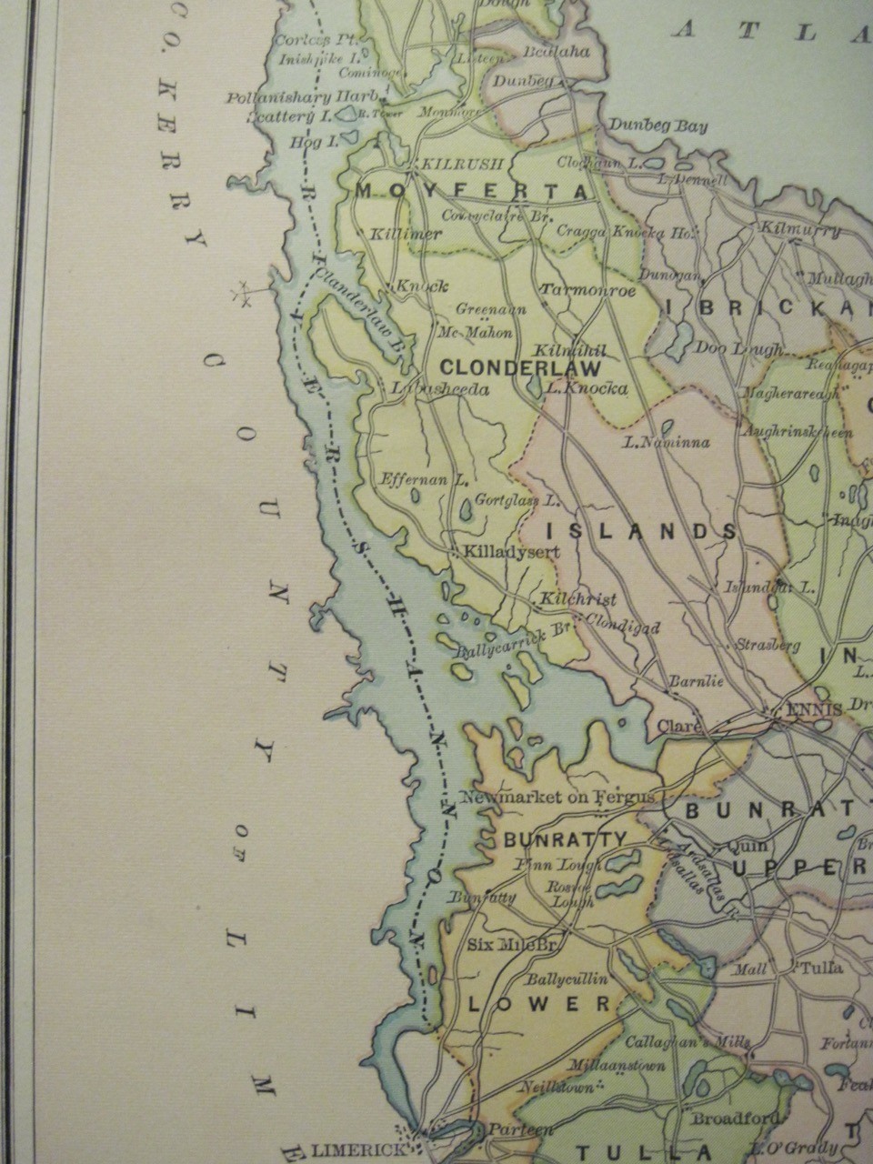 Irish Map County CLARE Baronies Ireland Ennis Shannon Estuary Thomas ...