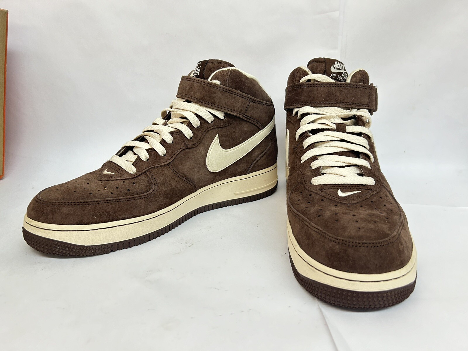 Men's 11 Nike Air Force 1 One Mid '07 QS Chocolate Cream Brown Suede ...
