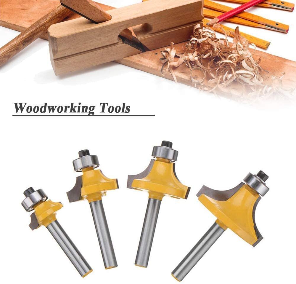 4X 1/4" Shank Radius Round Over Edge Forming Router Bit 1/2" 3/8" 1/4 ...